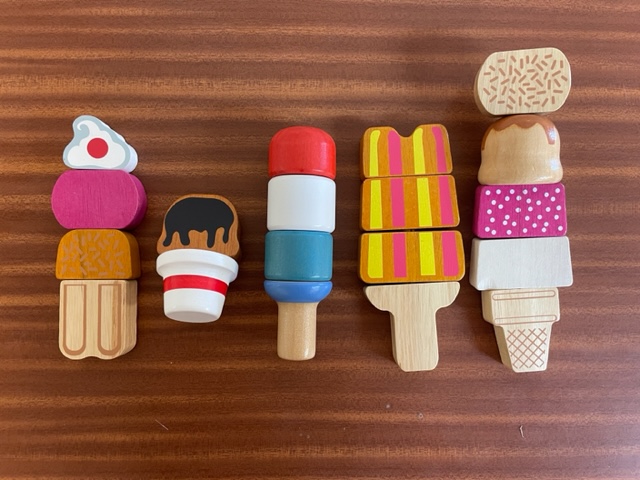 Wooden ice cream blocks